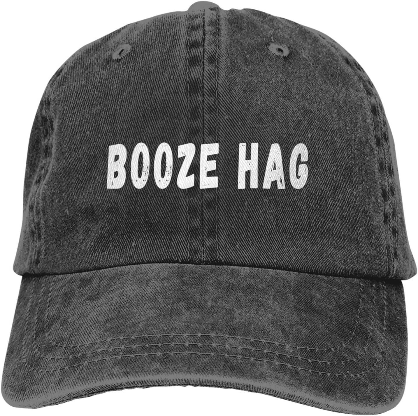 Booze Hag Funny Hat Adjustable Denim Baseball Cap Black Dad Hat Men ...
