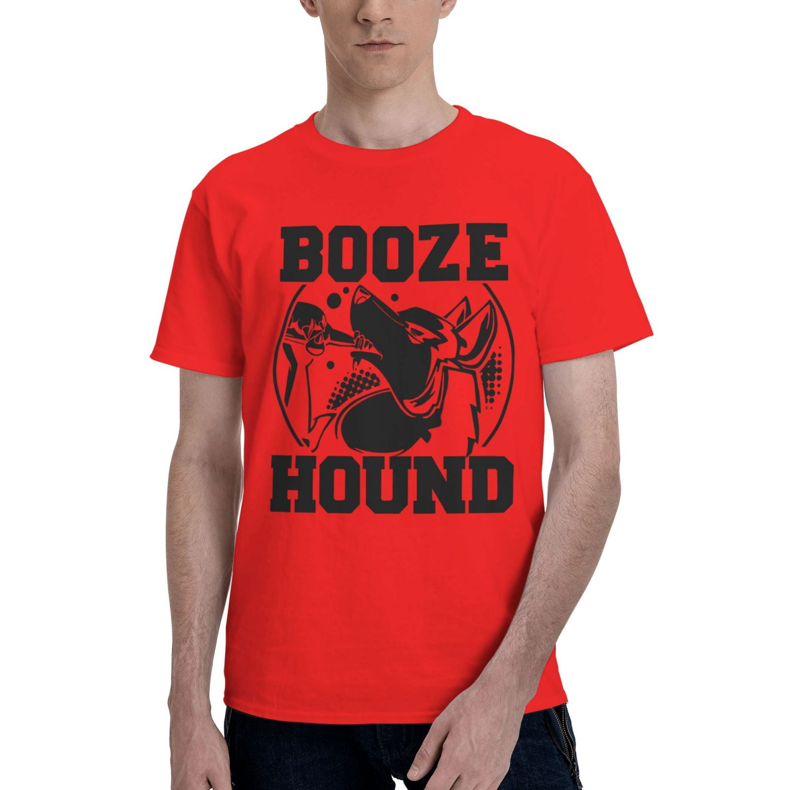 Booze Hound Men'S Basic Short Sleeve T-Shirt Soft And Comfortable Men'S Short Sleeve T-Shirt Red ...