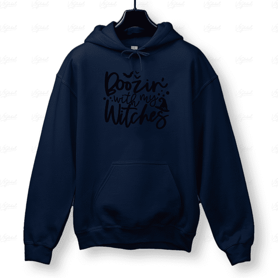 Boozin With My Witches Halloween Wine Party Costume Crew Style Hoodie ...