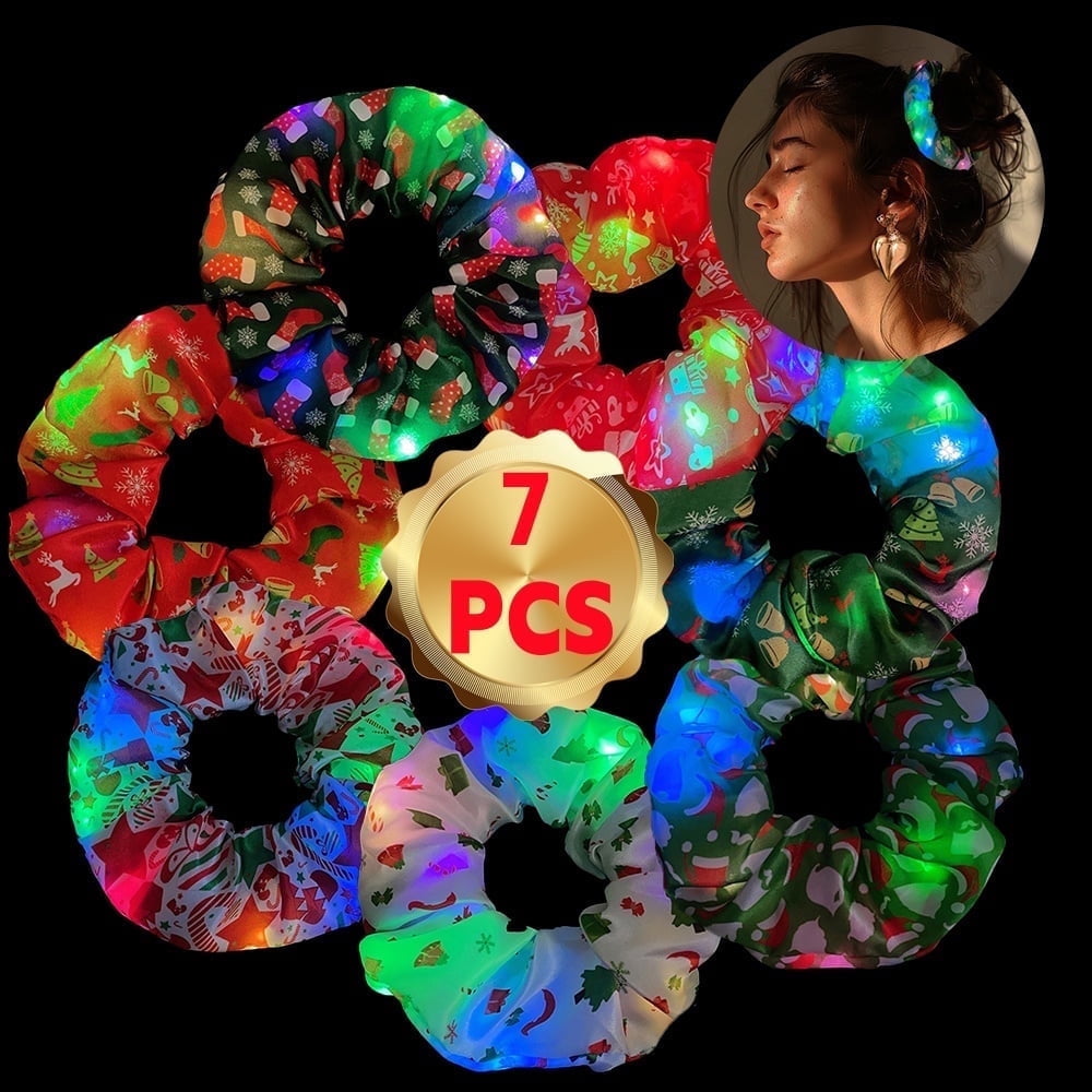 Youersen LED Glow Hair Scrunchies Set, Light up Hair Accessories for ...