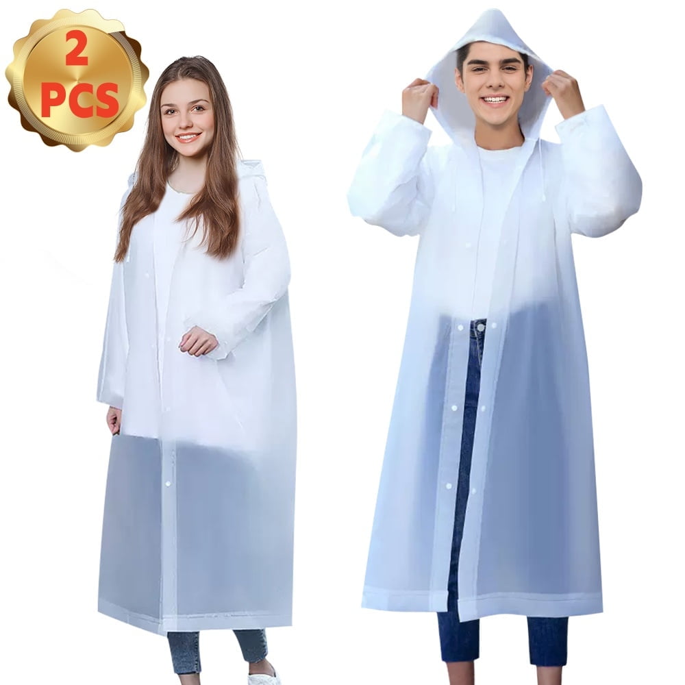 Bopika Rain Ponchos for Adults, 2-Pack Emergency Raincoats with Hood ...