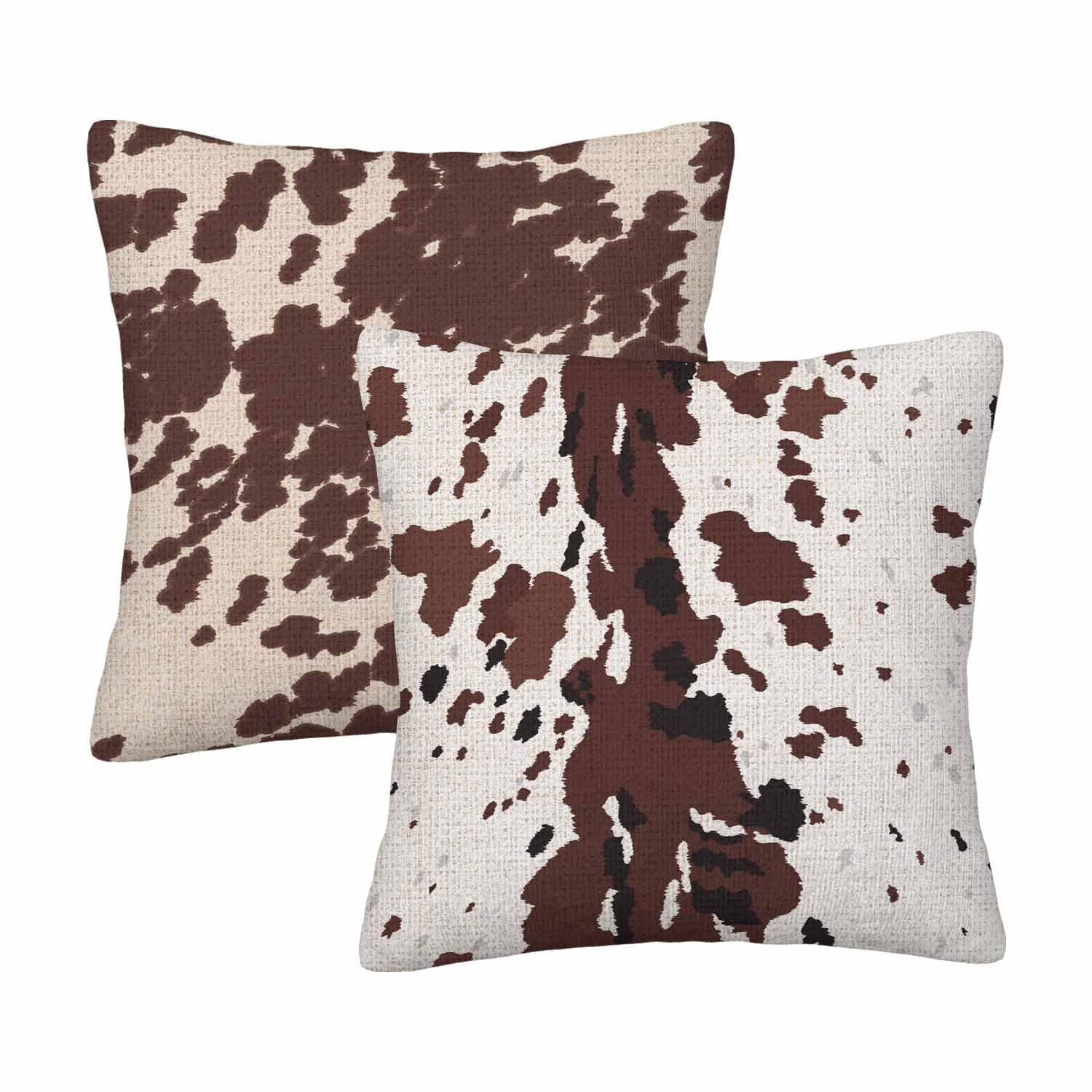Boqpolu Brown Cow Print Pillow Covers 18x18 Inch Brown Cowhide Pattern ...