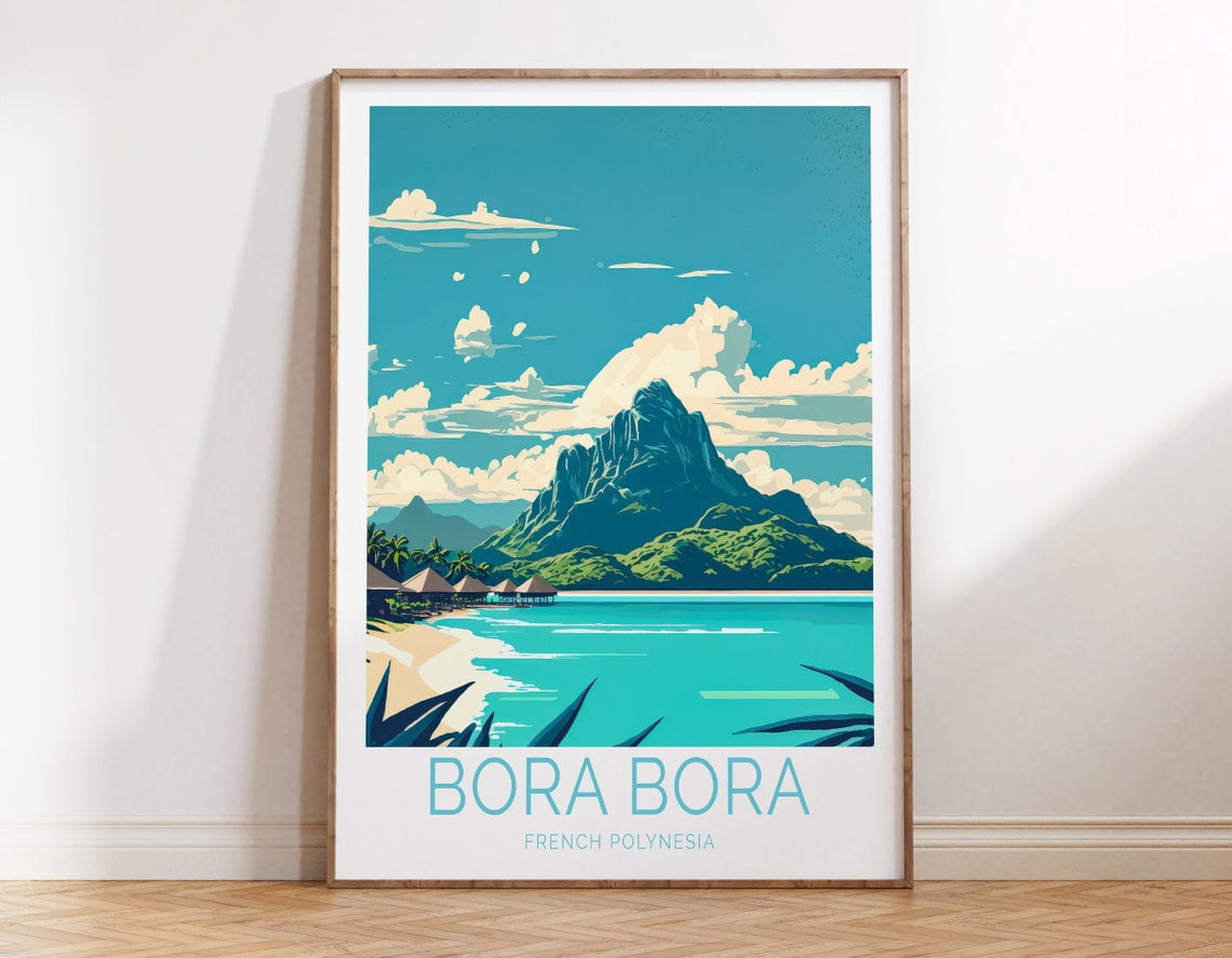 Bora Bora French Polynesia Coastal Island Travel Wall Art, Unframed ...