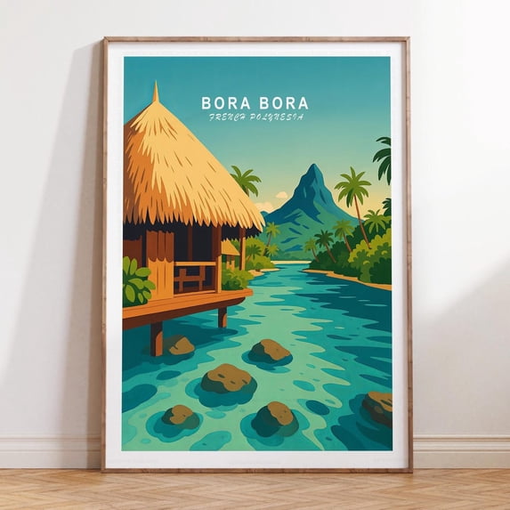 Bora Bora French Polynesia Minimalist Cityscape Wedding Print V2 ...