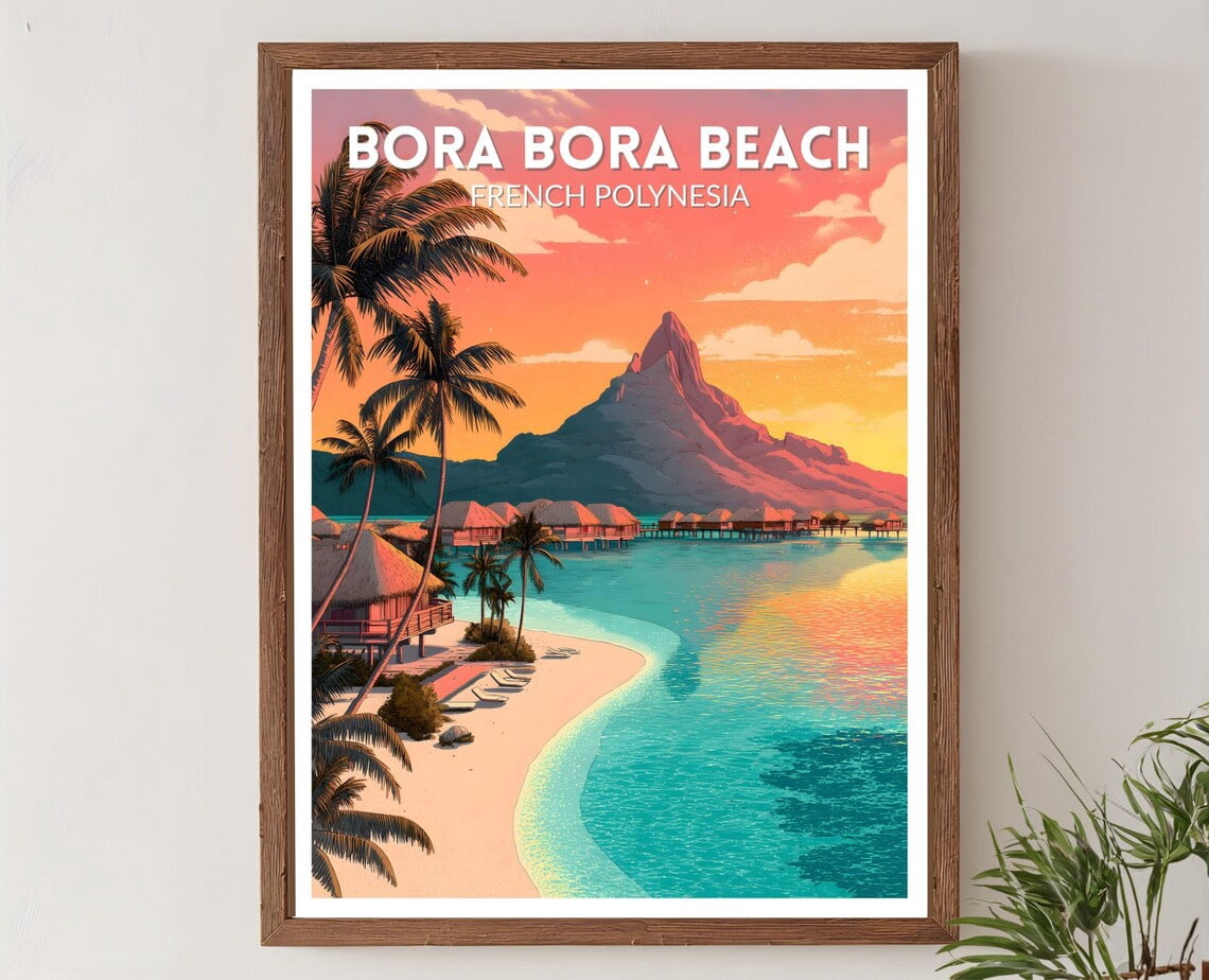 Bora Bora French Polynesia Sunset Beach Romantic Tropical Coastal Wall ...