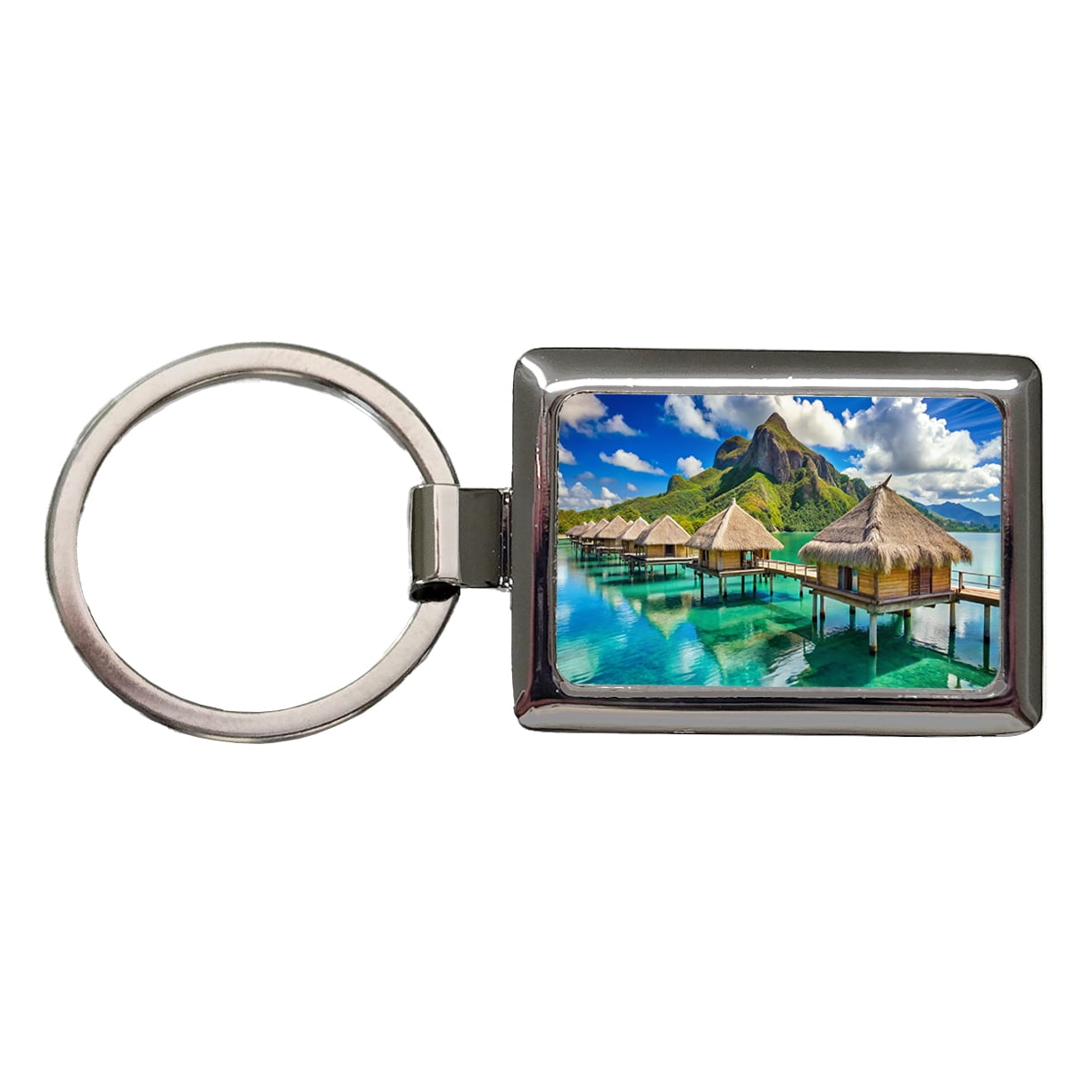 Bora Bora Huts On Water French Polynesia Metal Rectangle Keychain ...