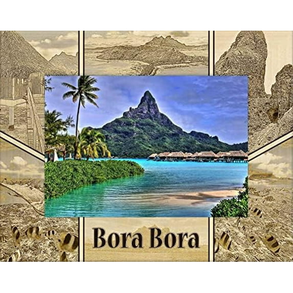 Bora Bora Laser Engraved Wood Picture Frame Landscape (5 x 7)$$Home ...