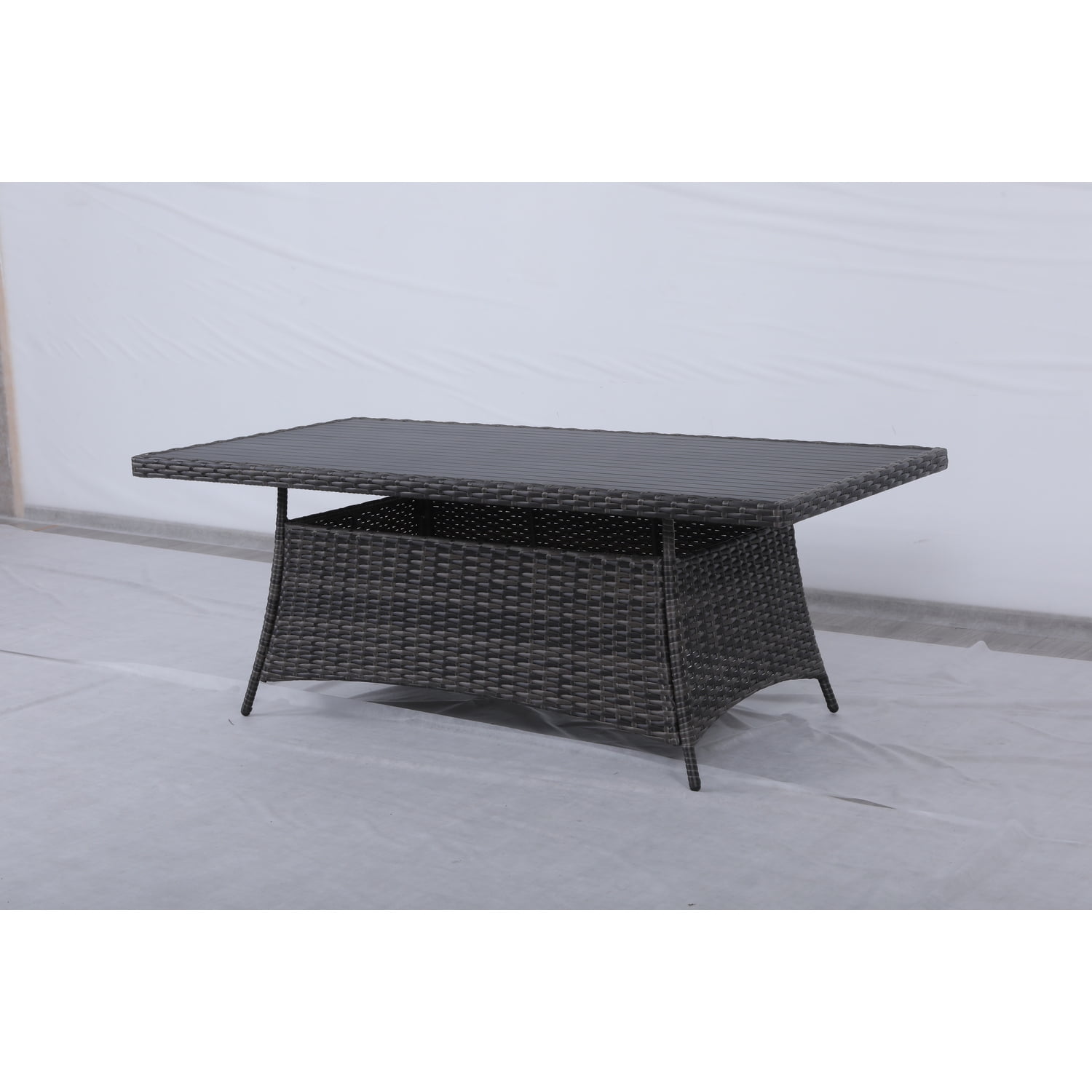 Bora Bora Two-Tone Wicker Rattan Dining Table with Glass Top - Walmart.com
