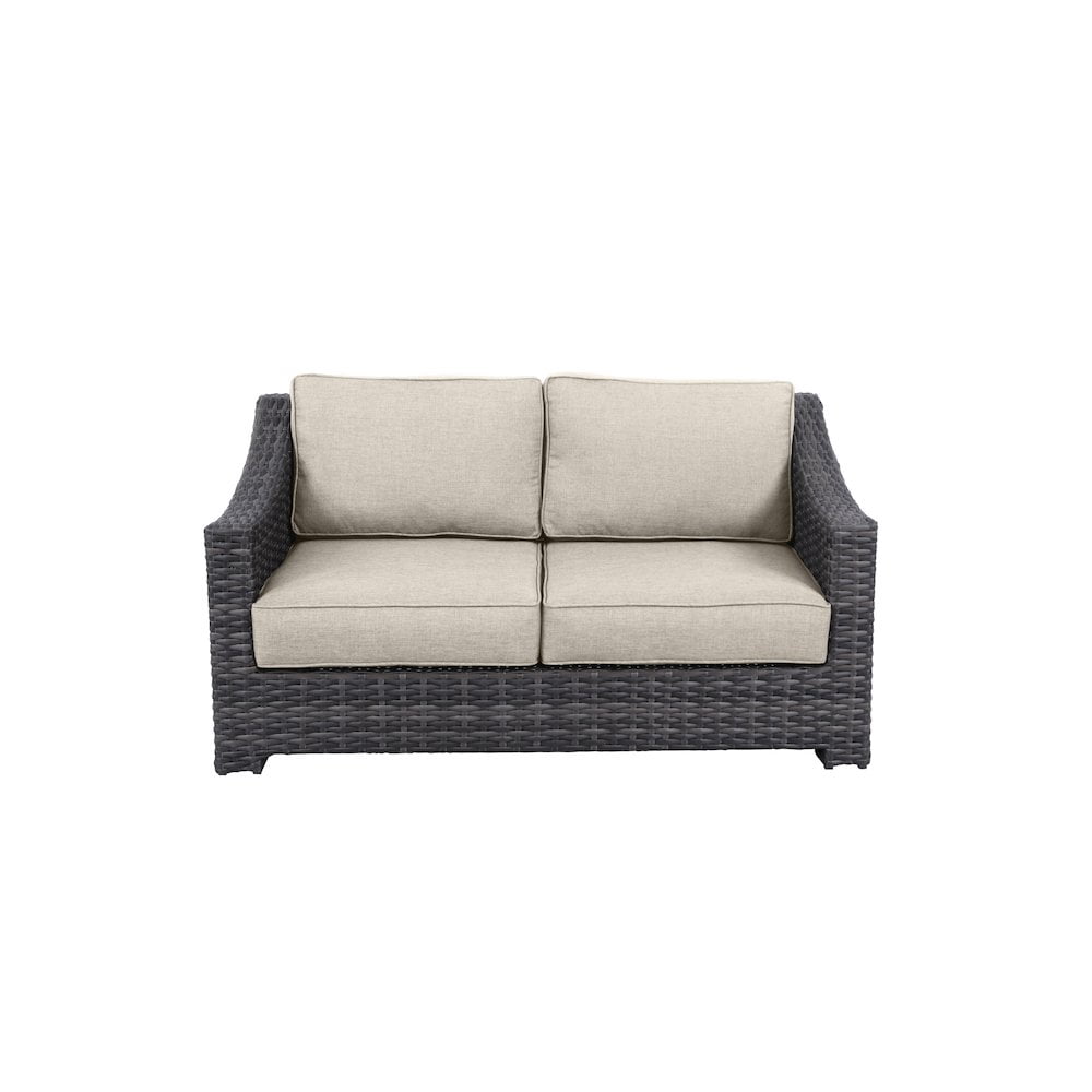 Bora Bora Two-Tone Wicker Rattan Loveseat in Light Beige Cushion - Walmart.com