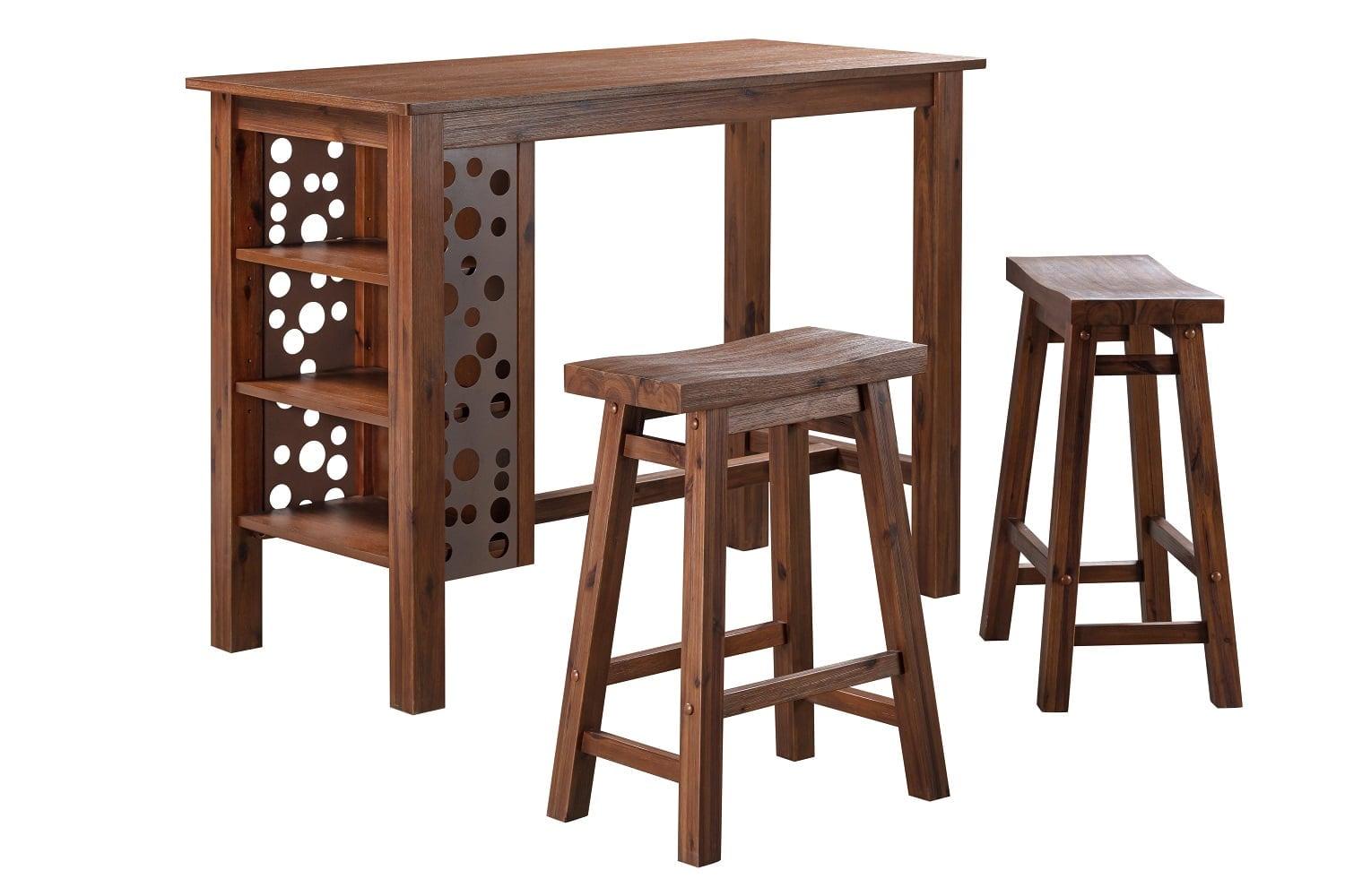 Boraam Brittany 3pc Rectangular Bar Table Set - Chestnut Wire-Brush ...