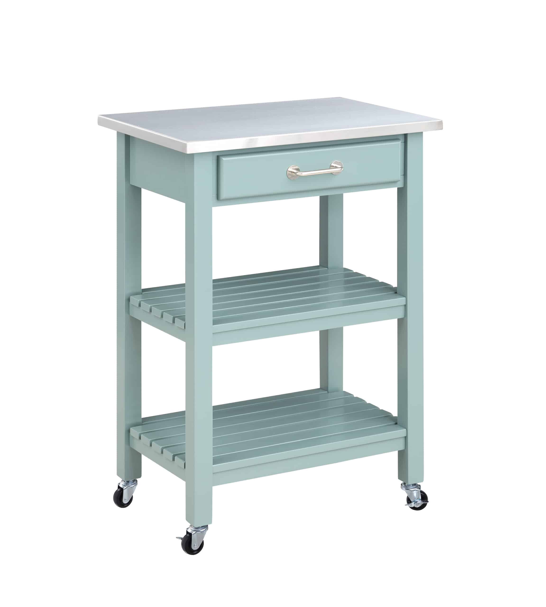 Boraam Colorado Movable Kitchen Cart with Storage, Stainless Steel Top ...