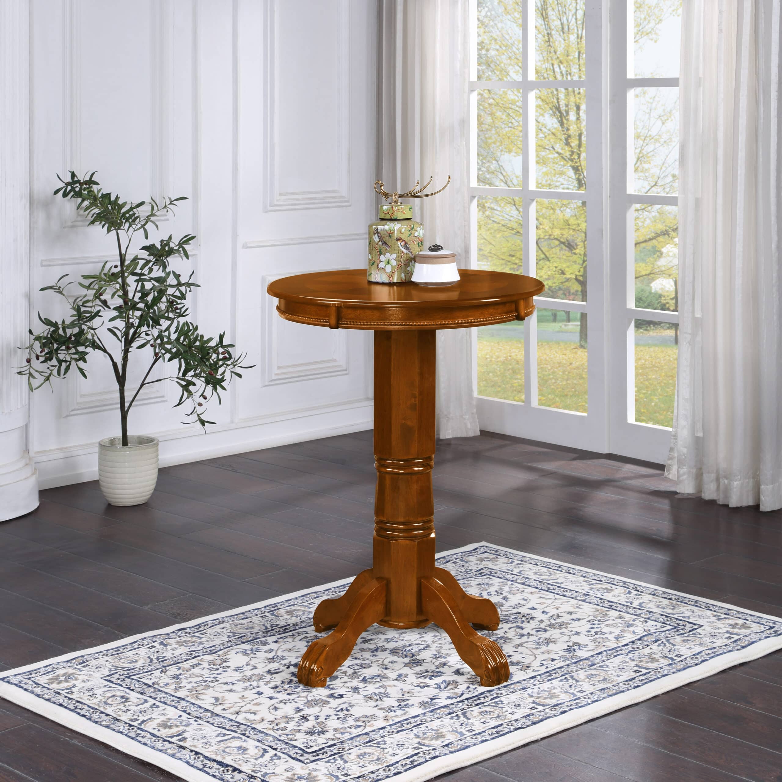 Boraam Florence 42in. Height Contemporary Round Wood Pub Table - Cherry ...