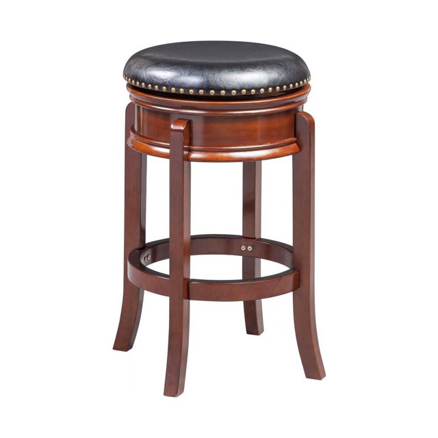 Boraam Hamilton Bar Height Backless Swivel Wood Bar Stool - Cherry ...