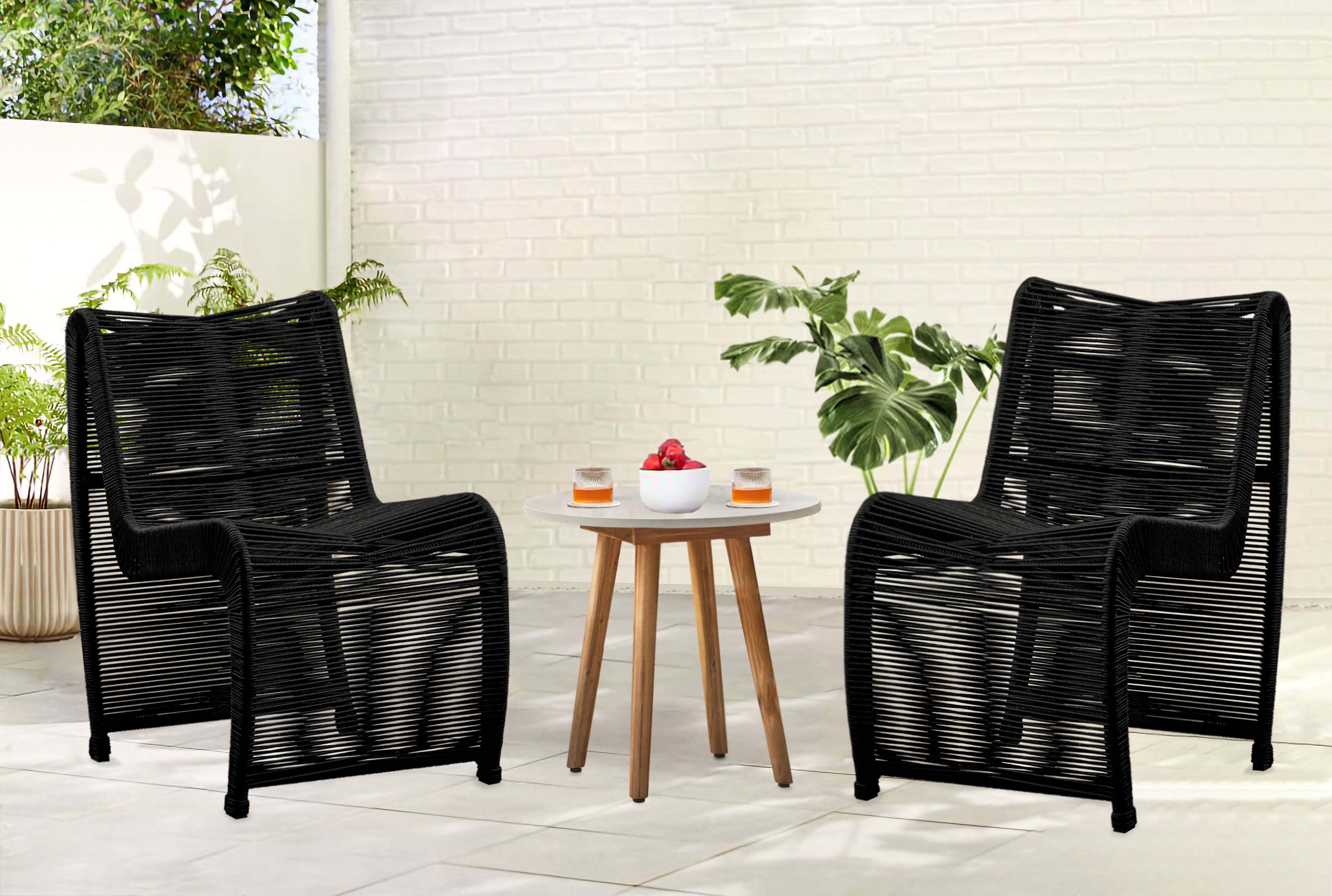 Boraam Lorenzo Black Rope Outdoor Patio Chairs, Set of 2 - Walmart.com