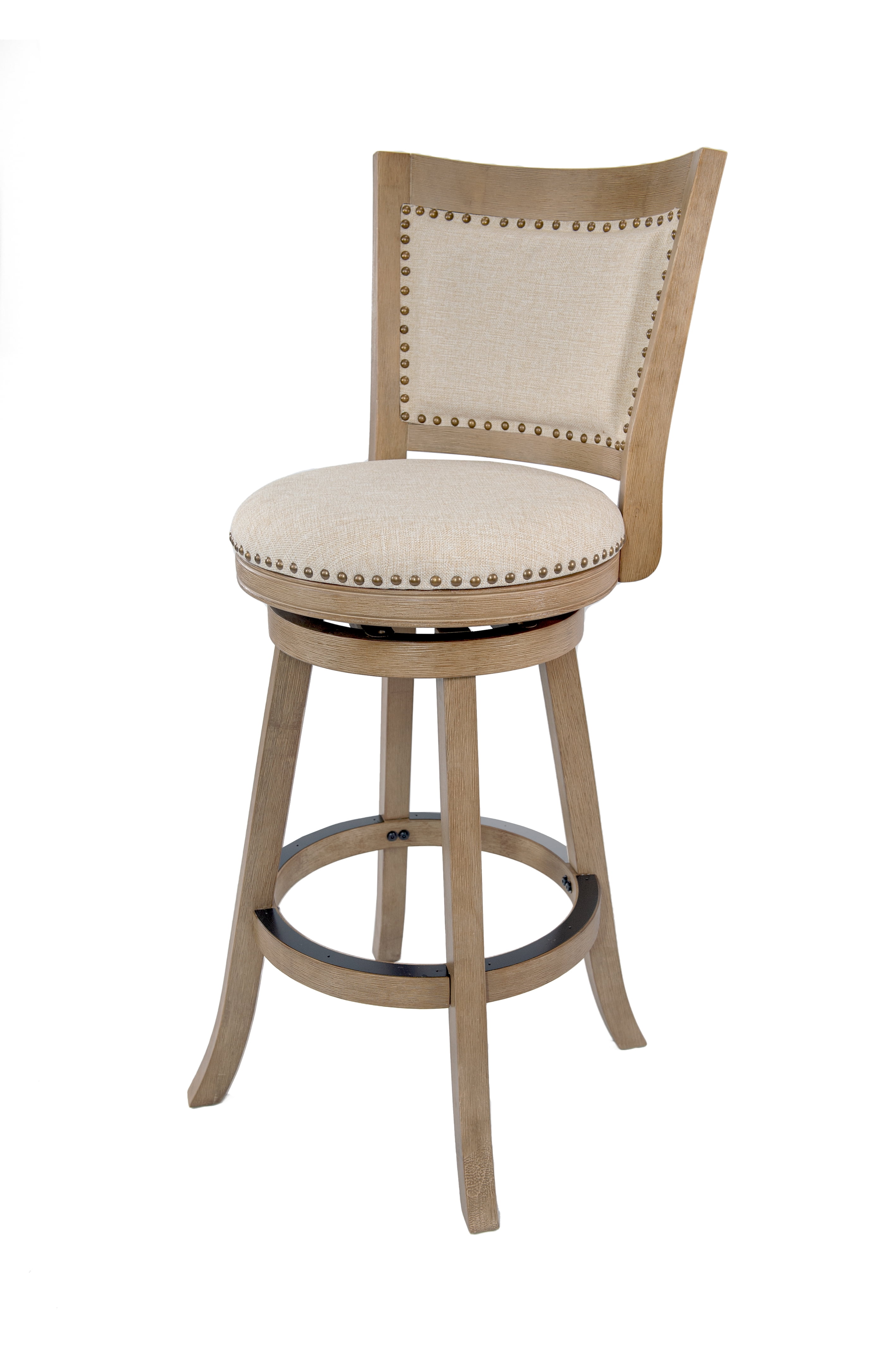 Boraam Melrose Bar Stool in Driftwood Wire-Brush and Ivory - Walmart.com