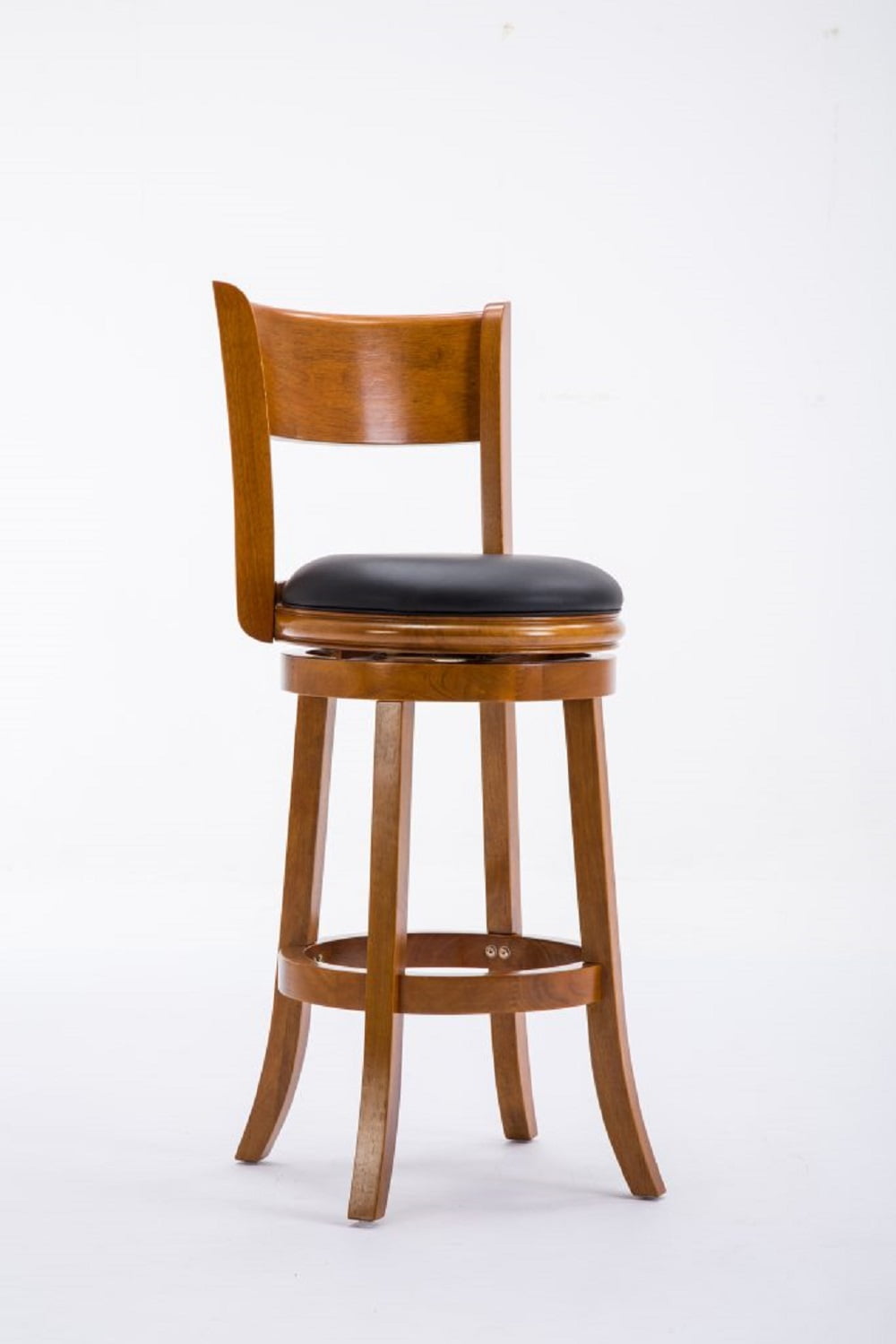 Boraam Palmetto 29in. High Open Back Swivel Wood Bar Stool, Fruitwood ...