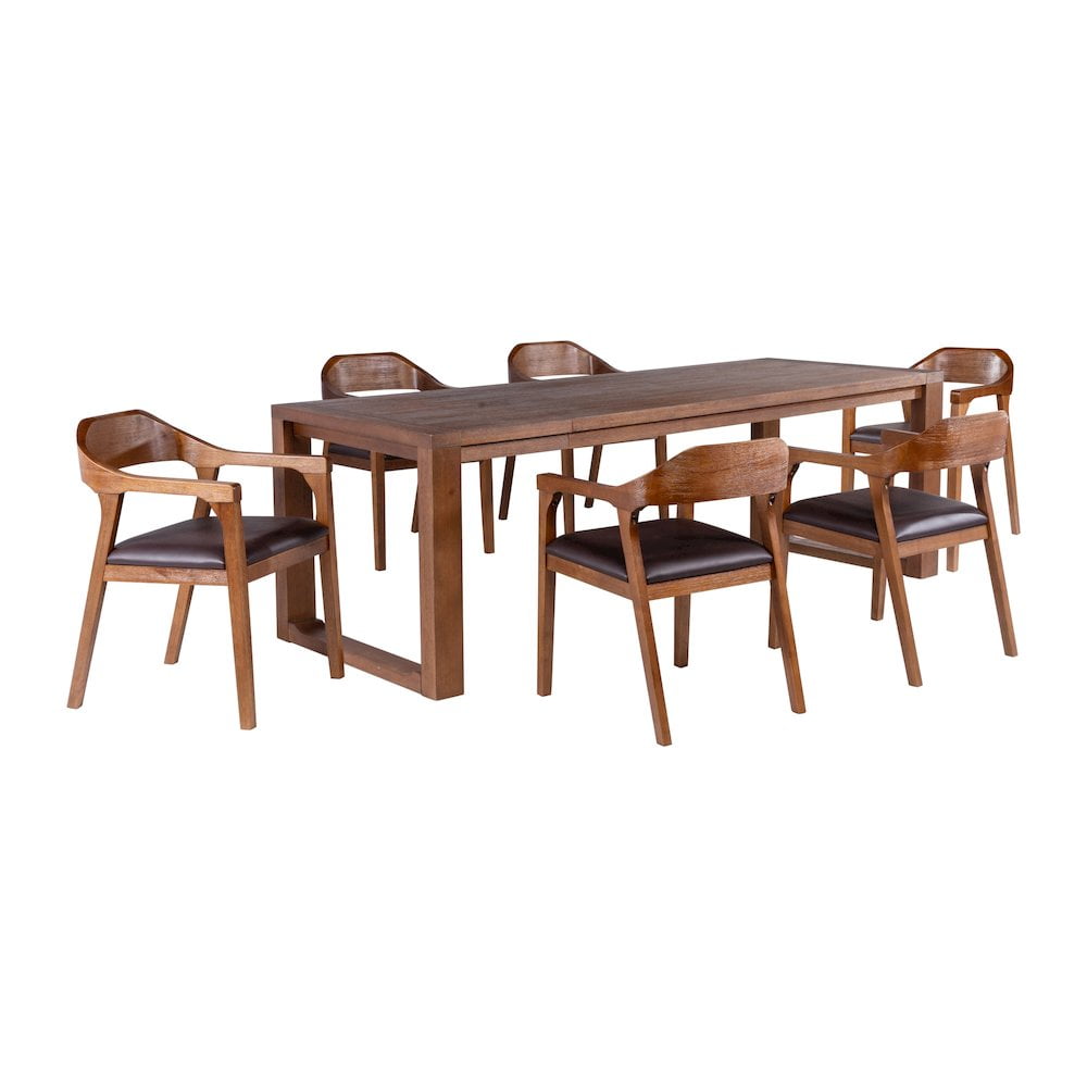 Boraam Wood Rasmus 7pc Dining Set Chestnut Wire-Brush Finish - Walmart.com