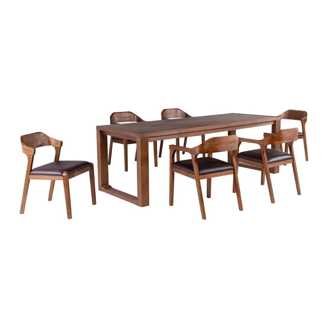 Rasmus 7pc Dining Set - Chestnut Wire-Brush Finish - Walmart Business ...