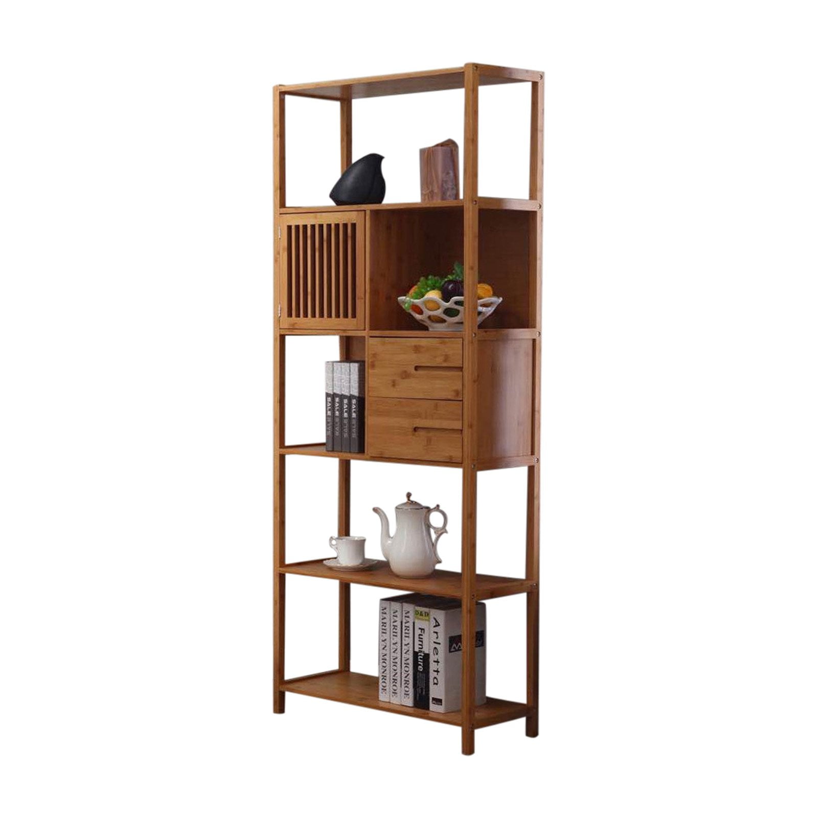 Boraam Selma Bamboo Decorative 7-Shelf Bookcase - Natural Finish ...