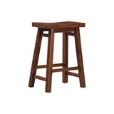 Boraam Sonoma Counter Height Backless Saddle Wood Bar Stool, Chestnut ...