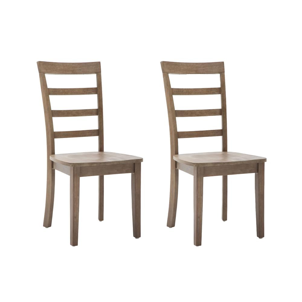 Boraam Boulder Wooden Kitchen Dining Chairs - Barnwood Wire-Brush ...