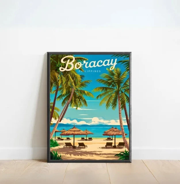 Boracay Vintage Travel Poster - Boracay Print, Philippines Wall Art NO ...