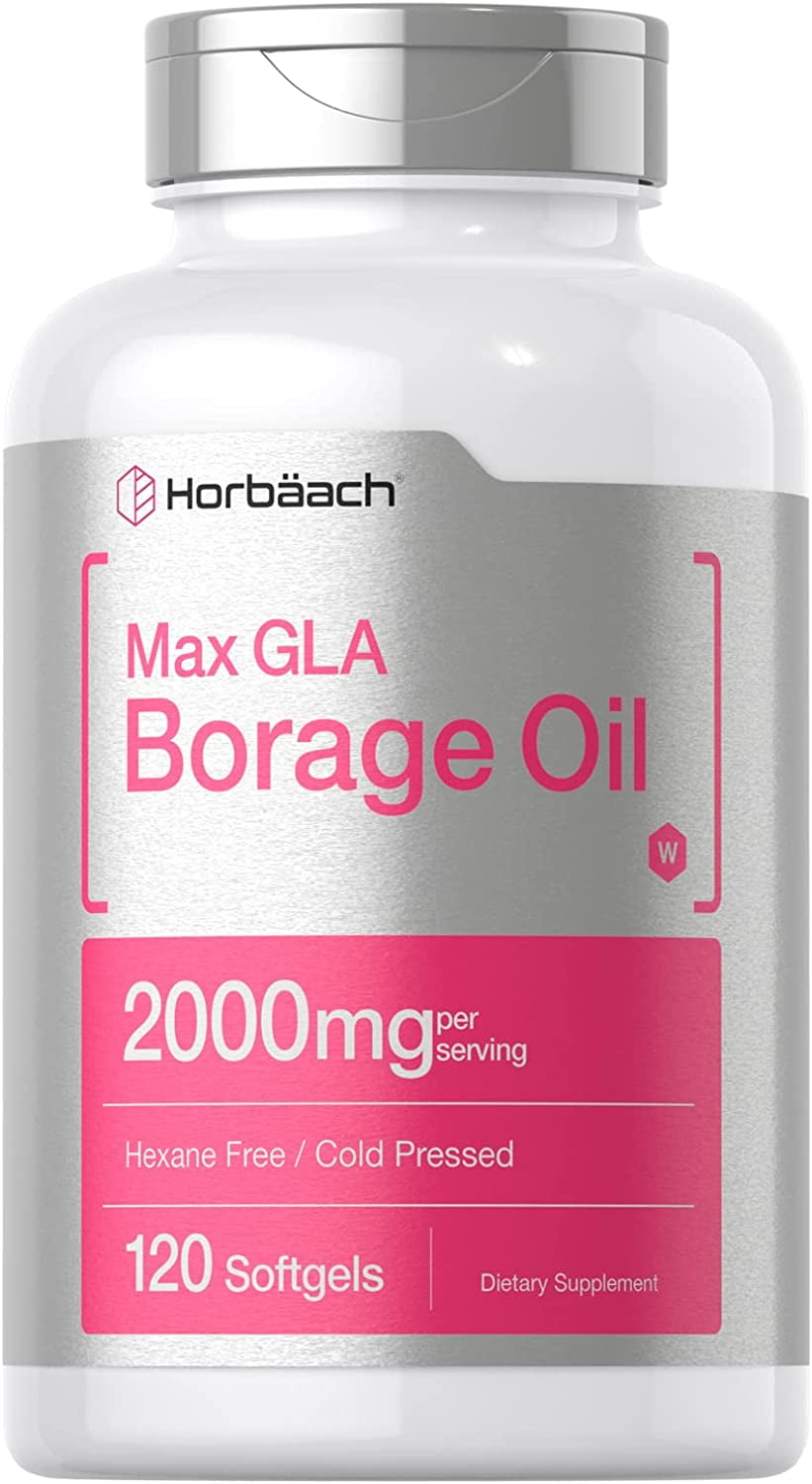 Horbaach Borage Oil Capsules, 2000 mg, 120 Softgels, 380 mg GLA, Omega ...