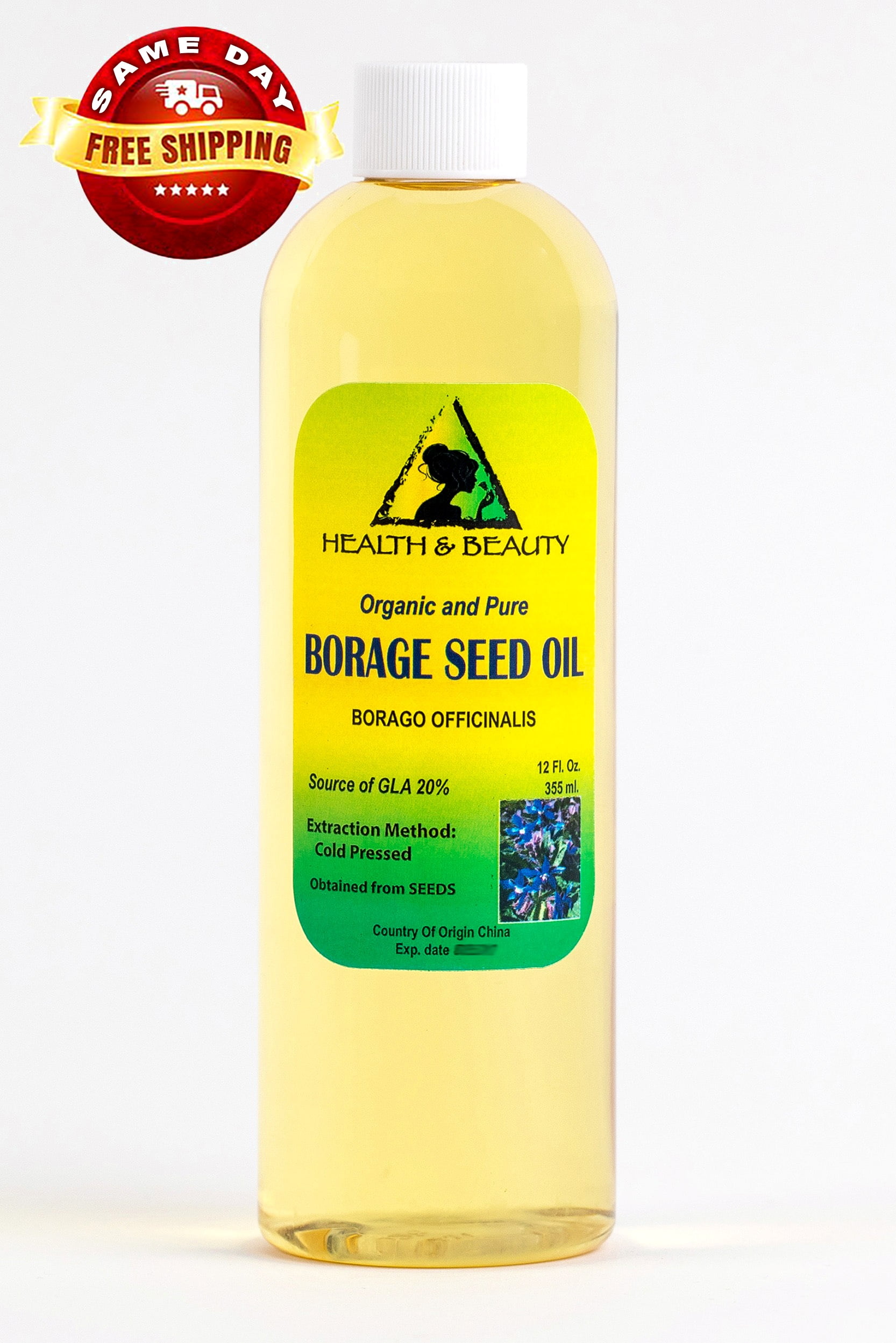 Borage Seed Oil Organic Carrier GLA-20% Cold Pressed Premium 100% Pure ...