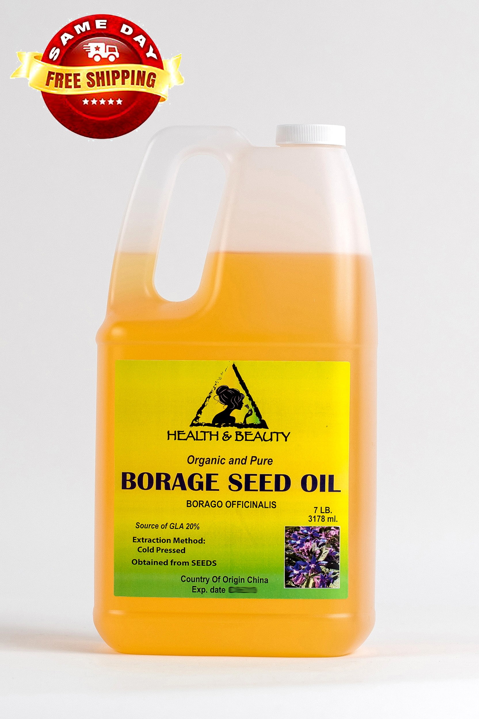 Borage Seed Oil Organic Carrier GLA-20% Cold Pressed Premium 100% Pure ...
