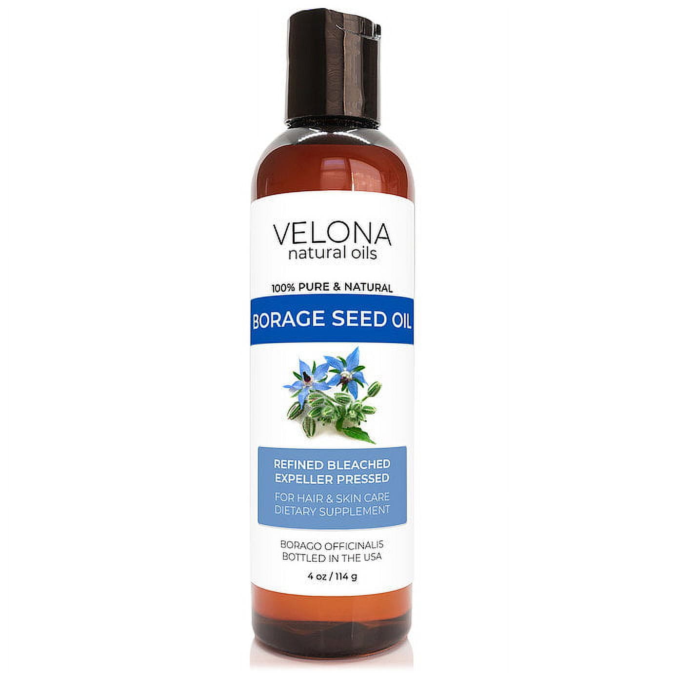 Borage Seed Oil by Velona - 4 oz | 100% Pure and Natural Carrier Oil ...