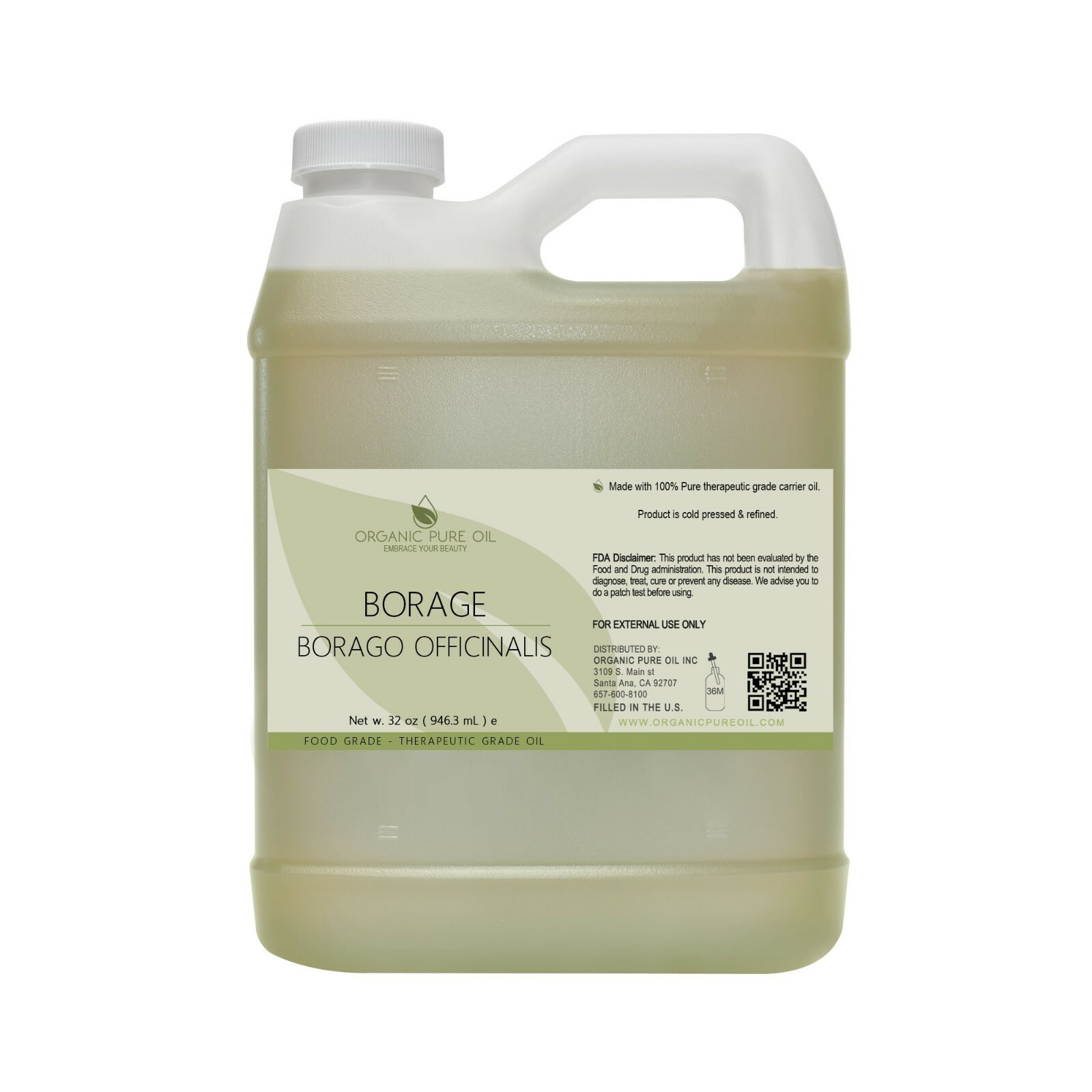 Borage oil 100% pure organic source 33 oz cold pressed seeds DIY bulk ...