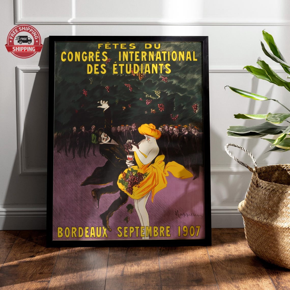 Bordeaux 1907 Vintage French Wine Festival Belle Epoque Decor, Unframed ...