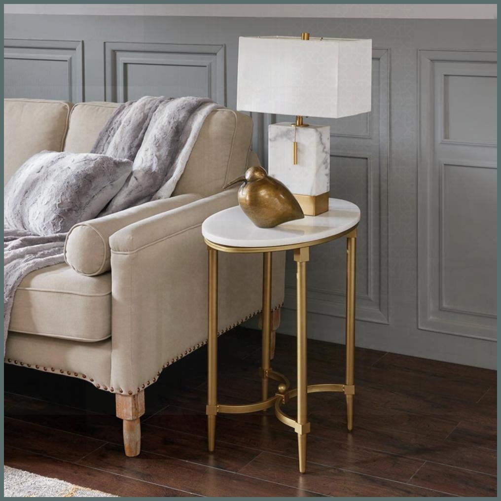 Bordeaux Coffee Table with White Marble Top & Gold Metal Legs ...