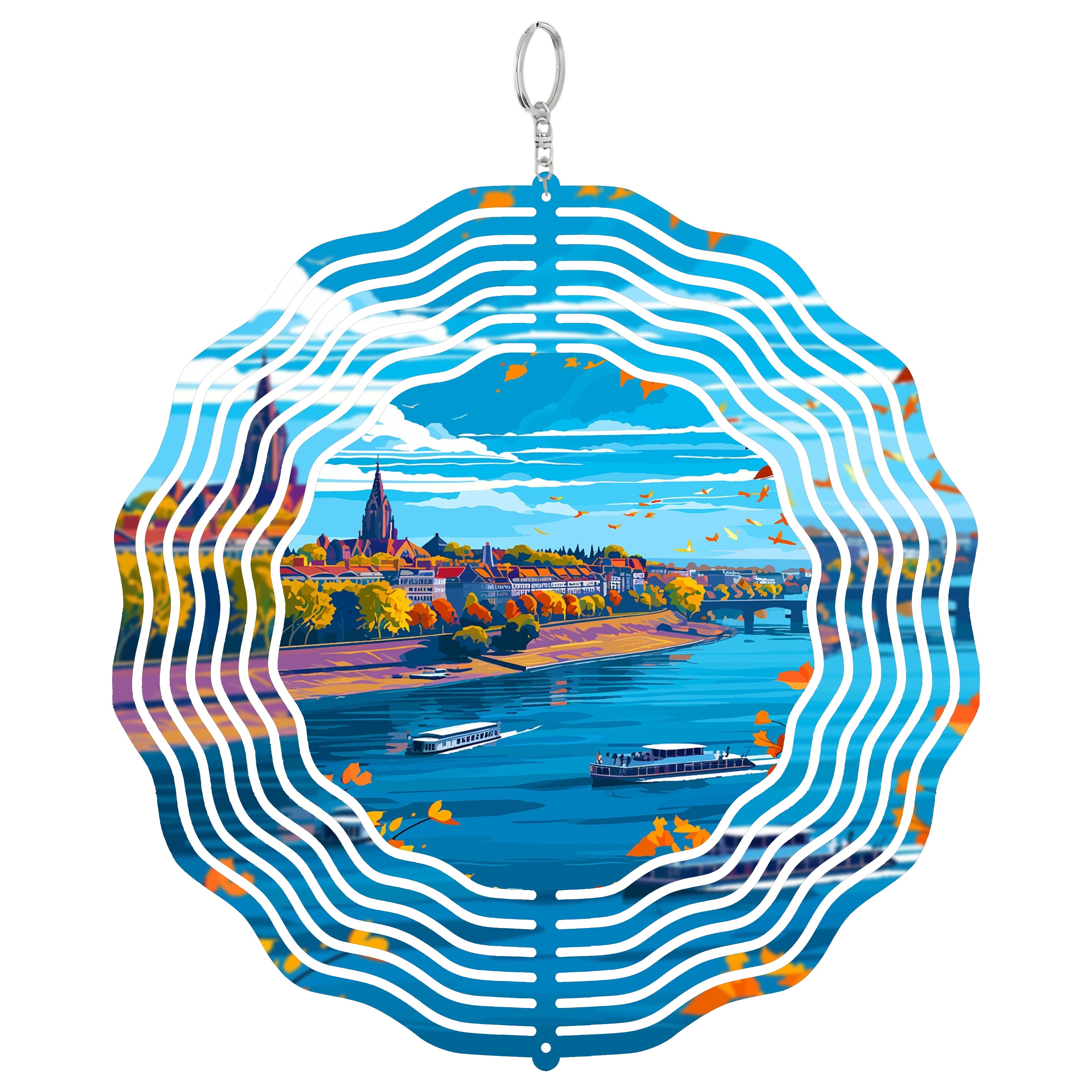 Bordeaux France Mirror Water 3D Wind Spinner Kinetic Hanging Yard Art ...