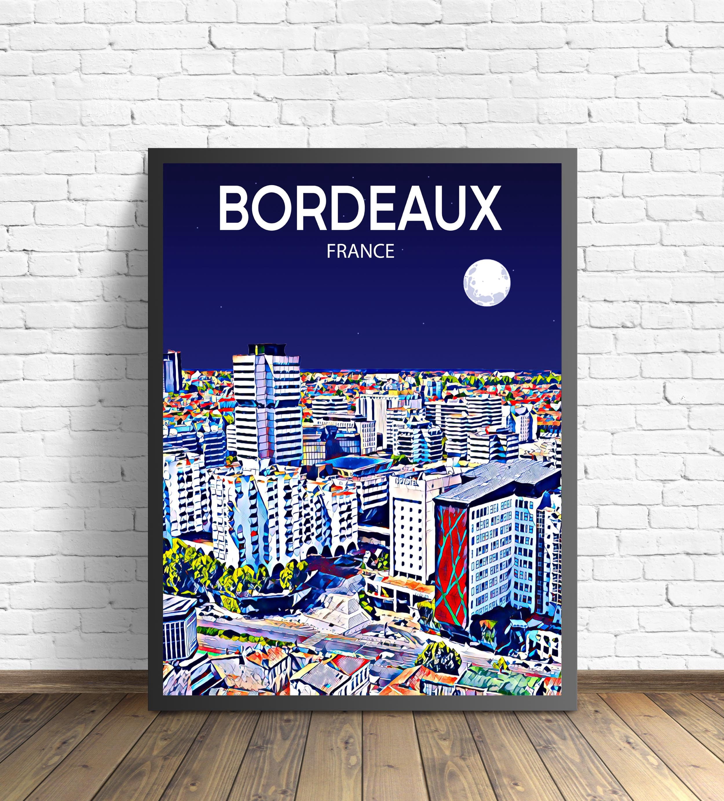 Bordeaux France Sunset Night Poster Bordeaux City Wall Art Colorful ...