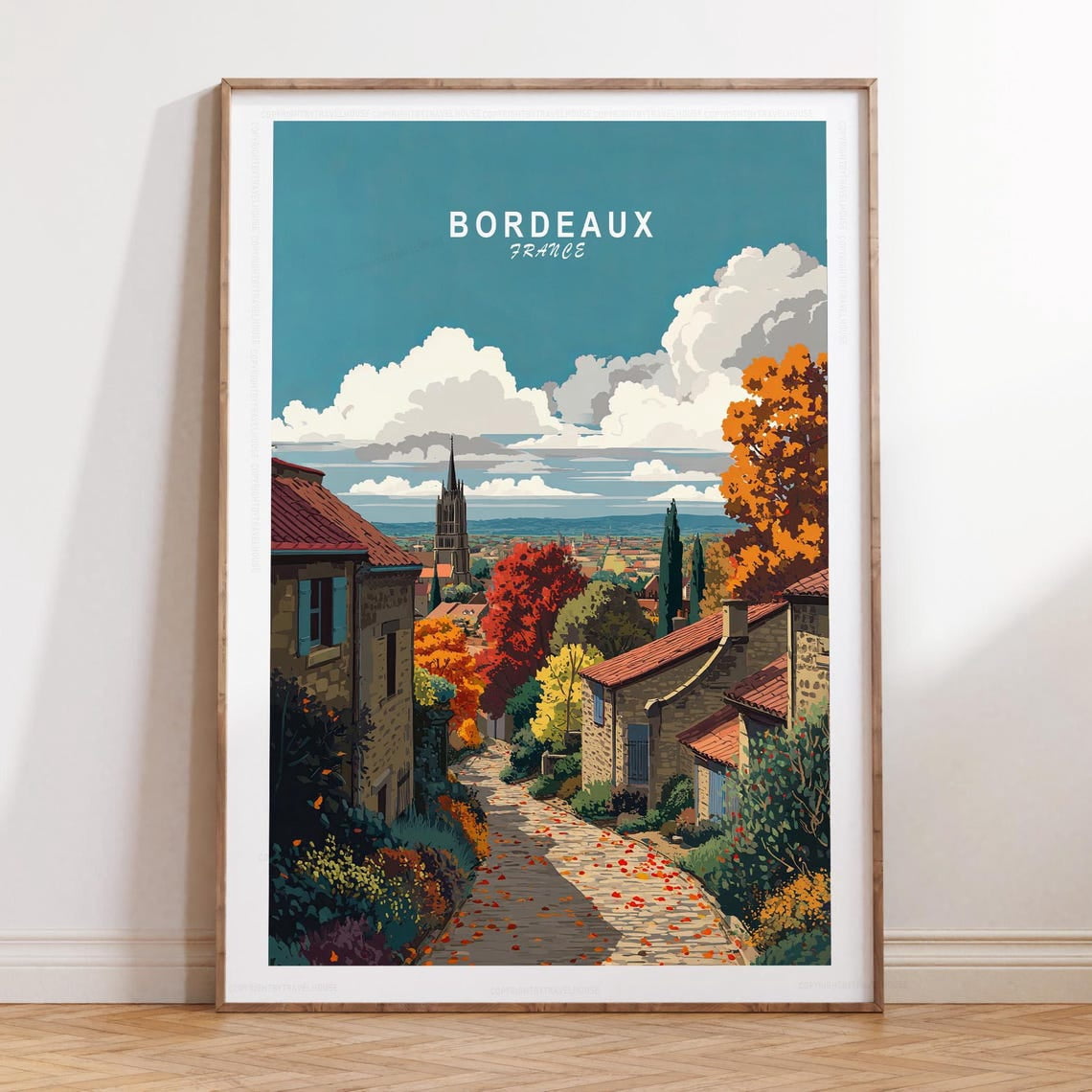 Bordeaux France Travel Print Minimalist Home Decor Wall Art Unframed ...