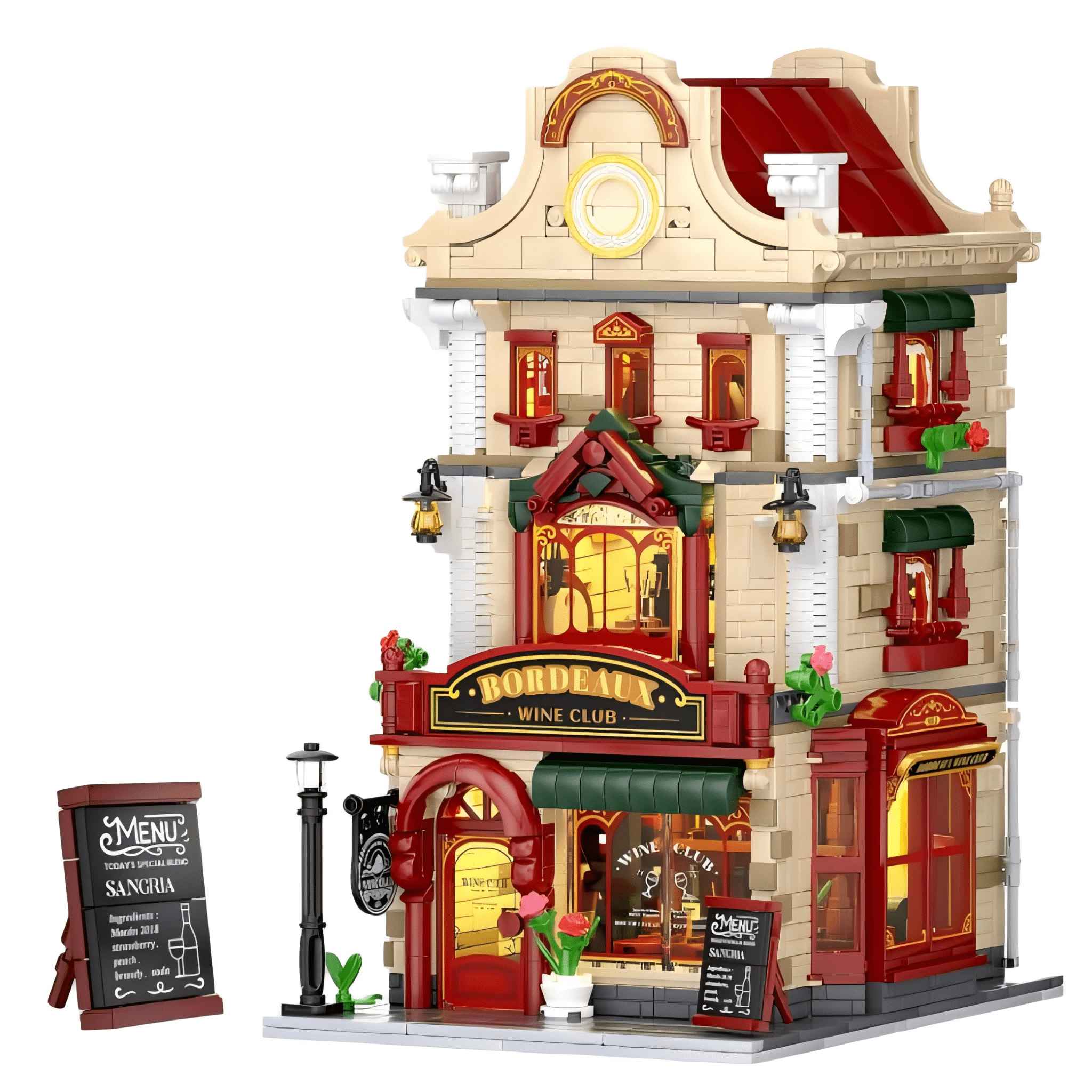 Bordeaux Wine Club Building Block Set with LED Lights, 2-Story Vintage ...