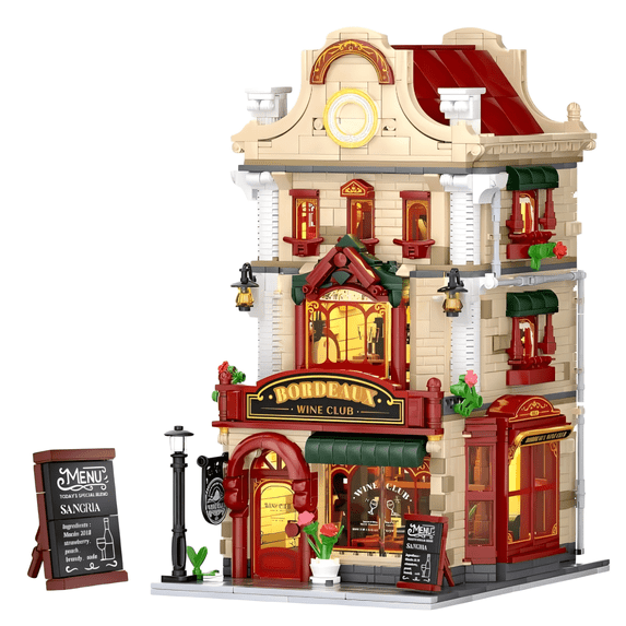 Bordeaux Wine Club Building Block Set with LED Lights, 2-Story Vintage ...