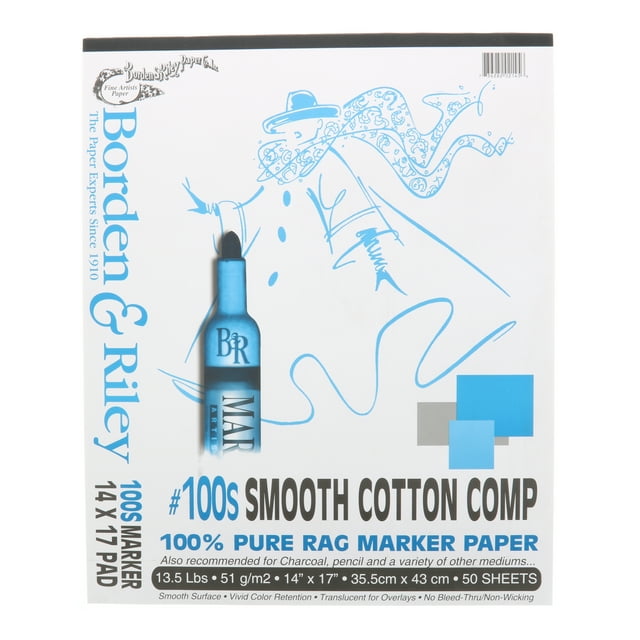Borden & Riley 100S Marker Paper Pad, 14" x 17" 50 Sheets/Pad - Walmart.com