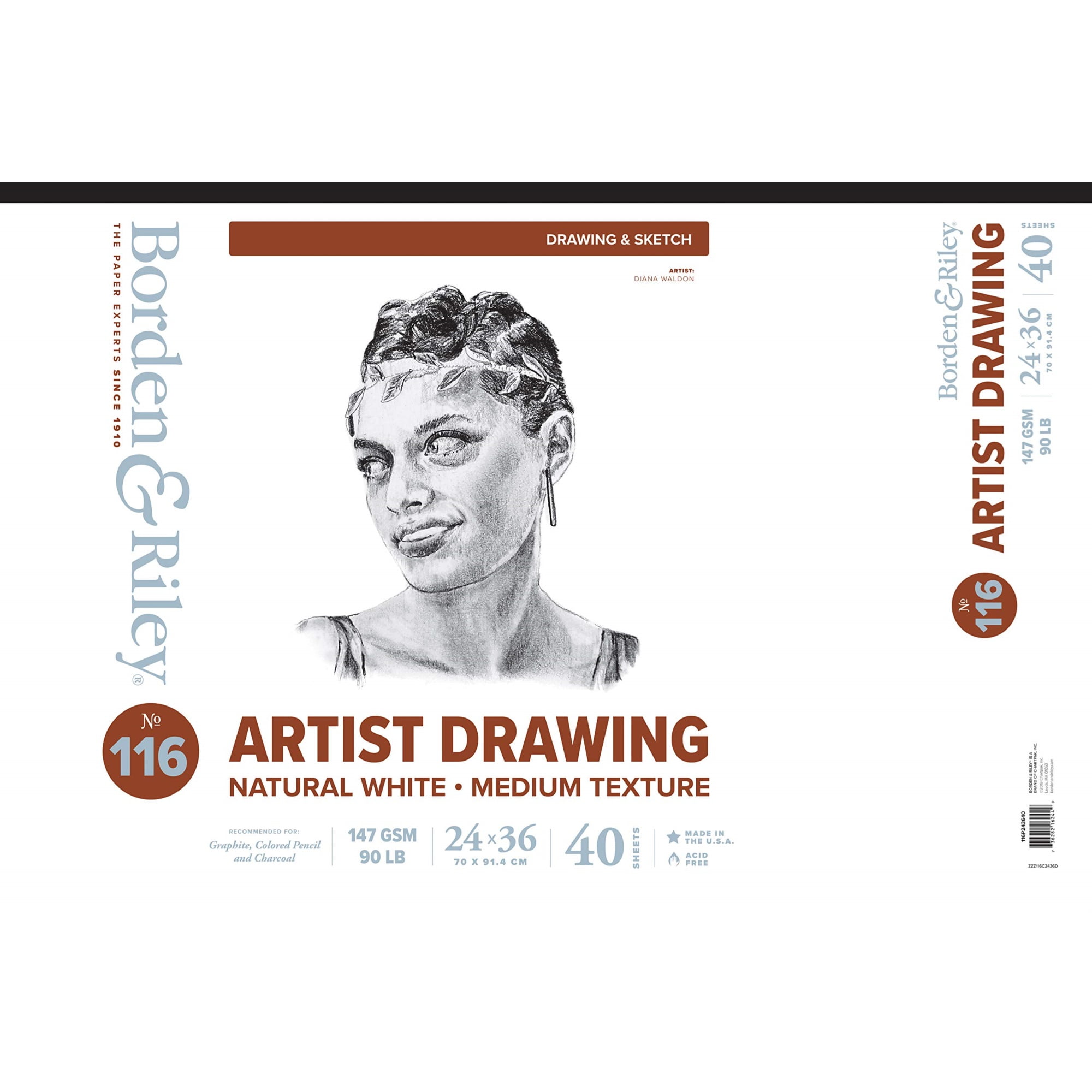 Borden & Riley #116 Artist Drawing Paper Pad - 24" x 36", 40 Sheets ...