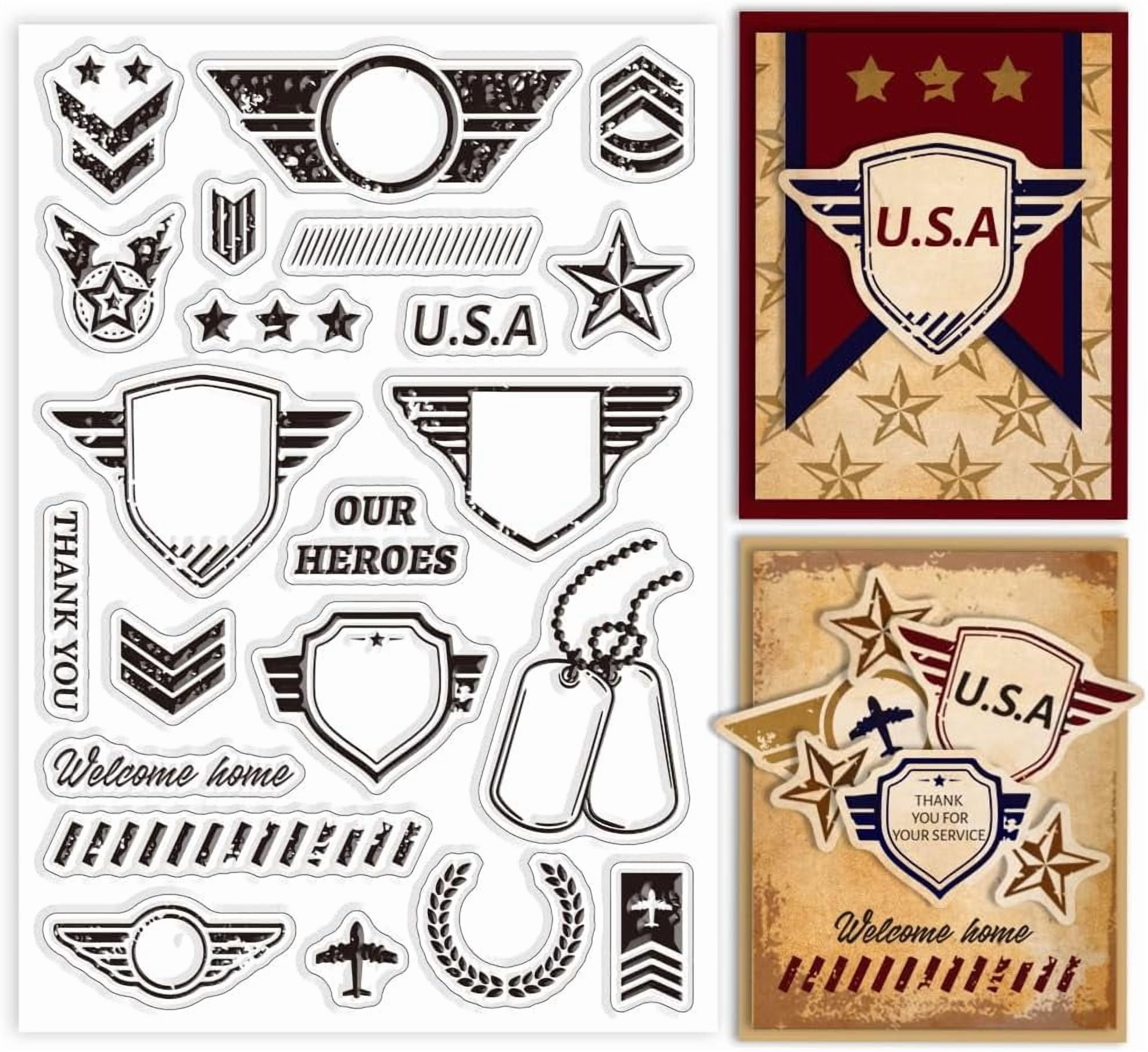 Border Badge Military Clear Stamps for Cards Making Memorial Day Clear ...