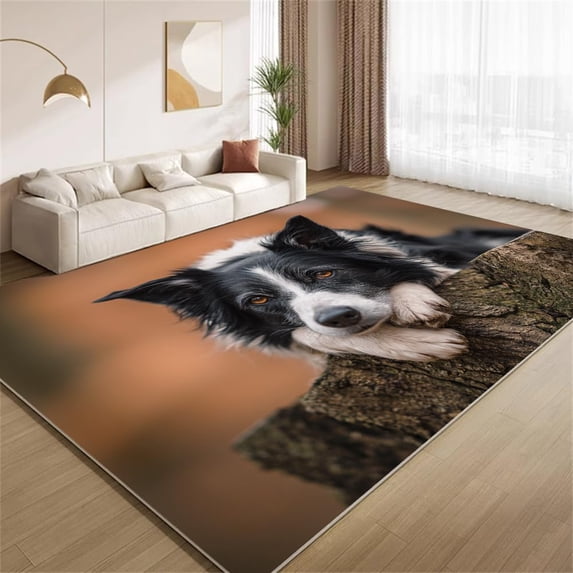 Border Collie Area Rugs, Cute Dog Pet Pattern Carpet, Washable Non Slip ...
