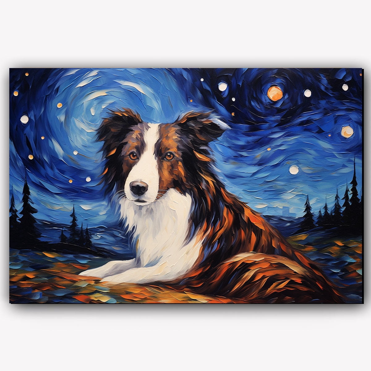 Border Collie Art Decor Creative Dog Picture for Wall Decor Van Gogh ...