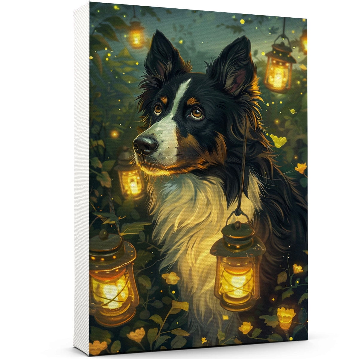 Border Collie Artwork Dog Colorful Poster - Border Collie Dog Canvas ...