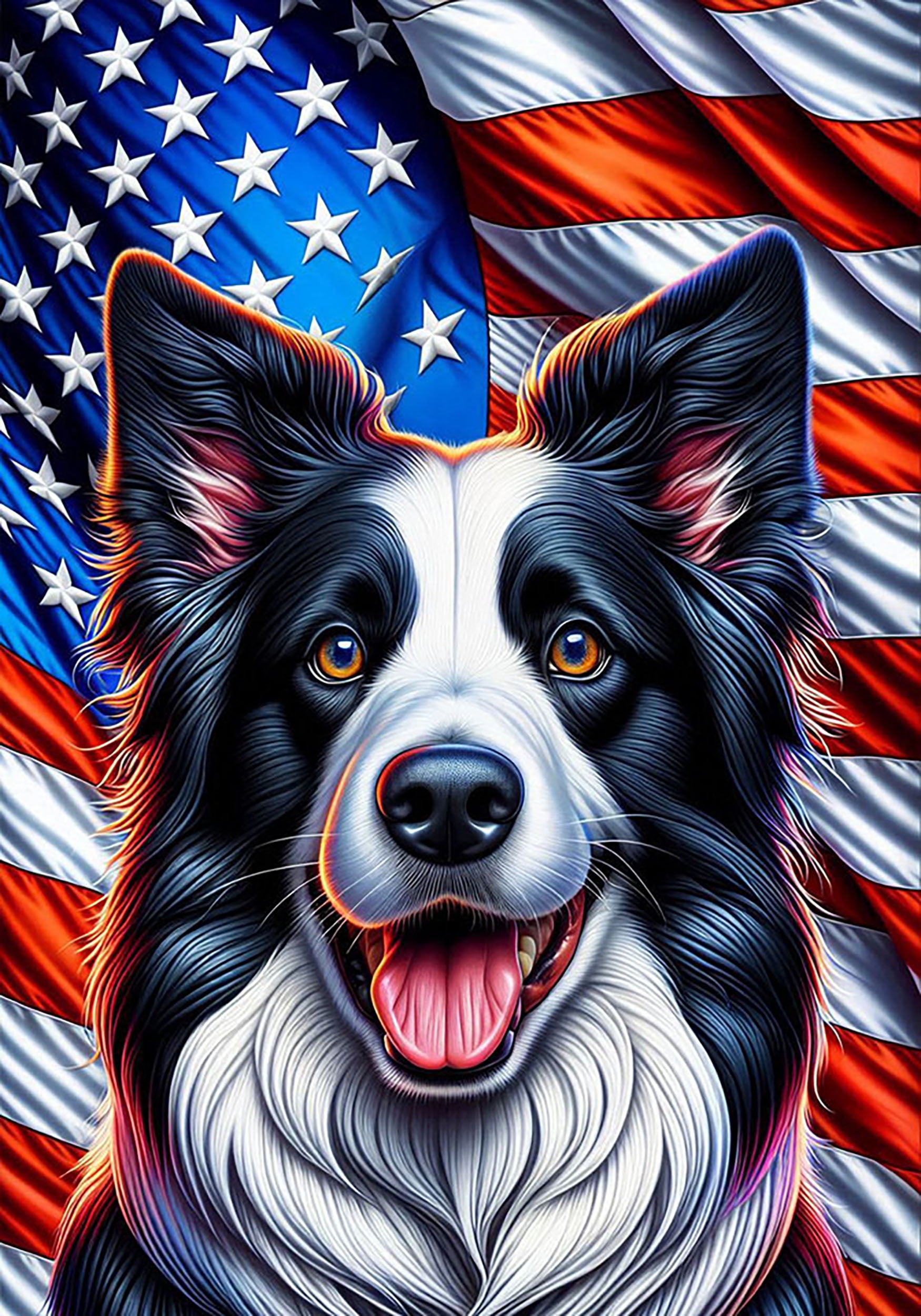 Border Collie - Best of Breed DCR Patriotic III Outdoor House Flag ...