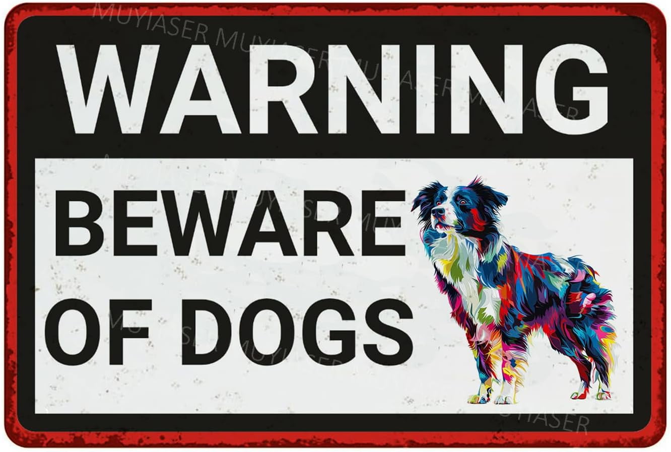 Border Collie Beware Of Dog Sign Aluminum Metal Tin Signs Door Sign ...