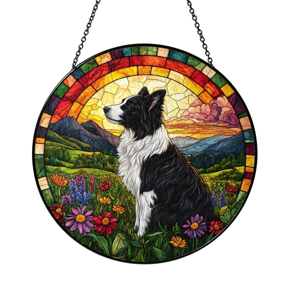 Border Collie Canine Stained Glass Window Decor Suncatcher, Dog Lover ...