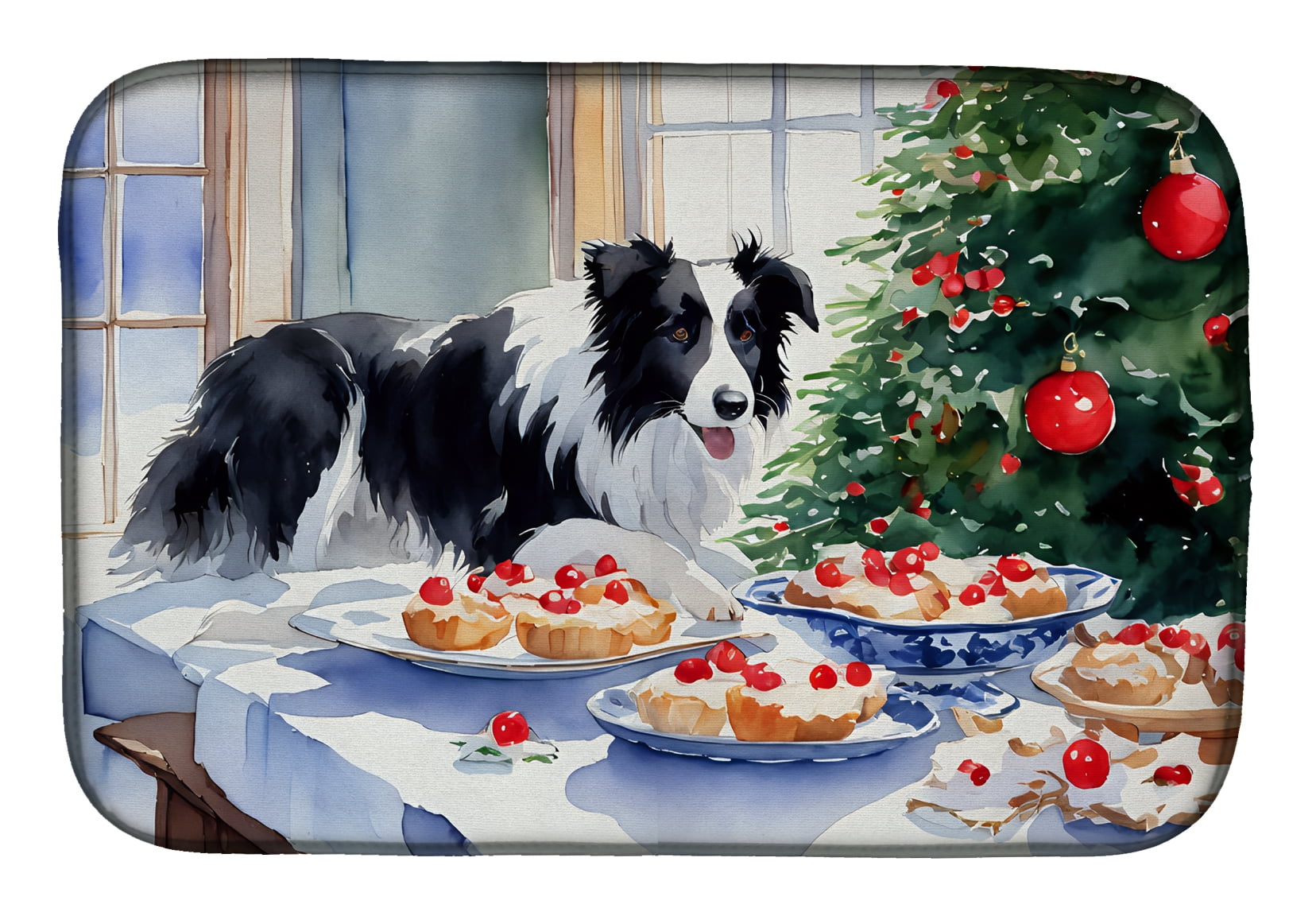 Border Collie Christmas Cookies Dish Drying Mat 14 in x 21 in - Walmart.com