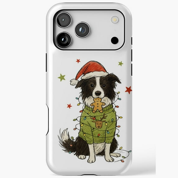 Border Collie Christmas Dog Case for iPhone 11 12 13 14 15 16 17 Pro ...