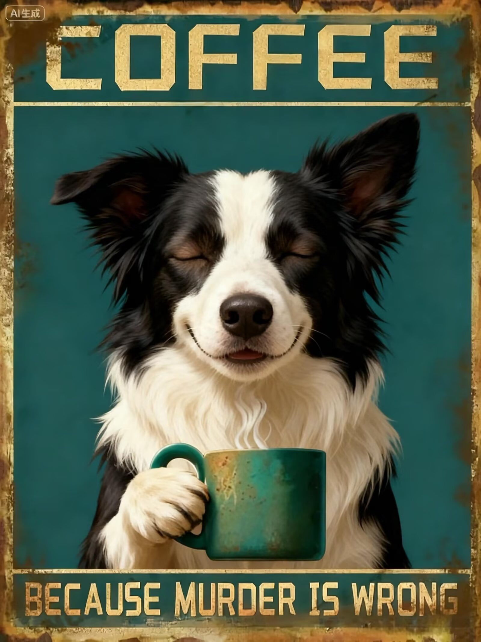 Border Collie Diamond Art Painting Kits for Adults 5D Coffee Because ...